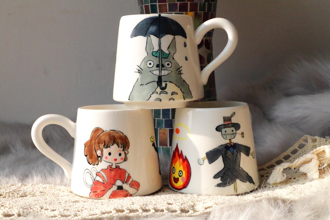 Hand-painted White Mug With Japanese Anime Art, Personalized Anime ...