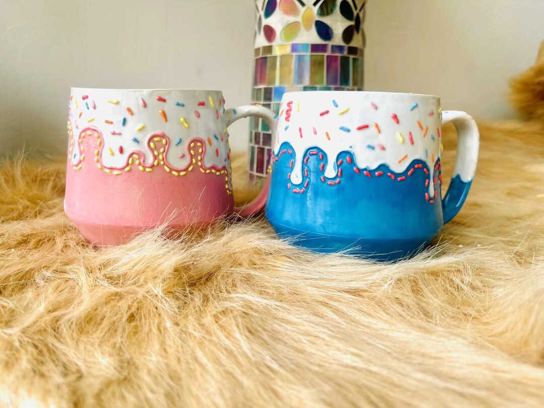 Cake and Ice Cream Handmade Ceramic Mug, Personalized Pottery Mug for ...
