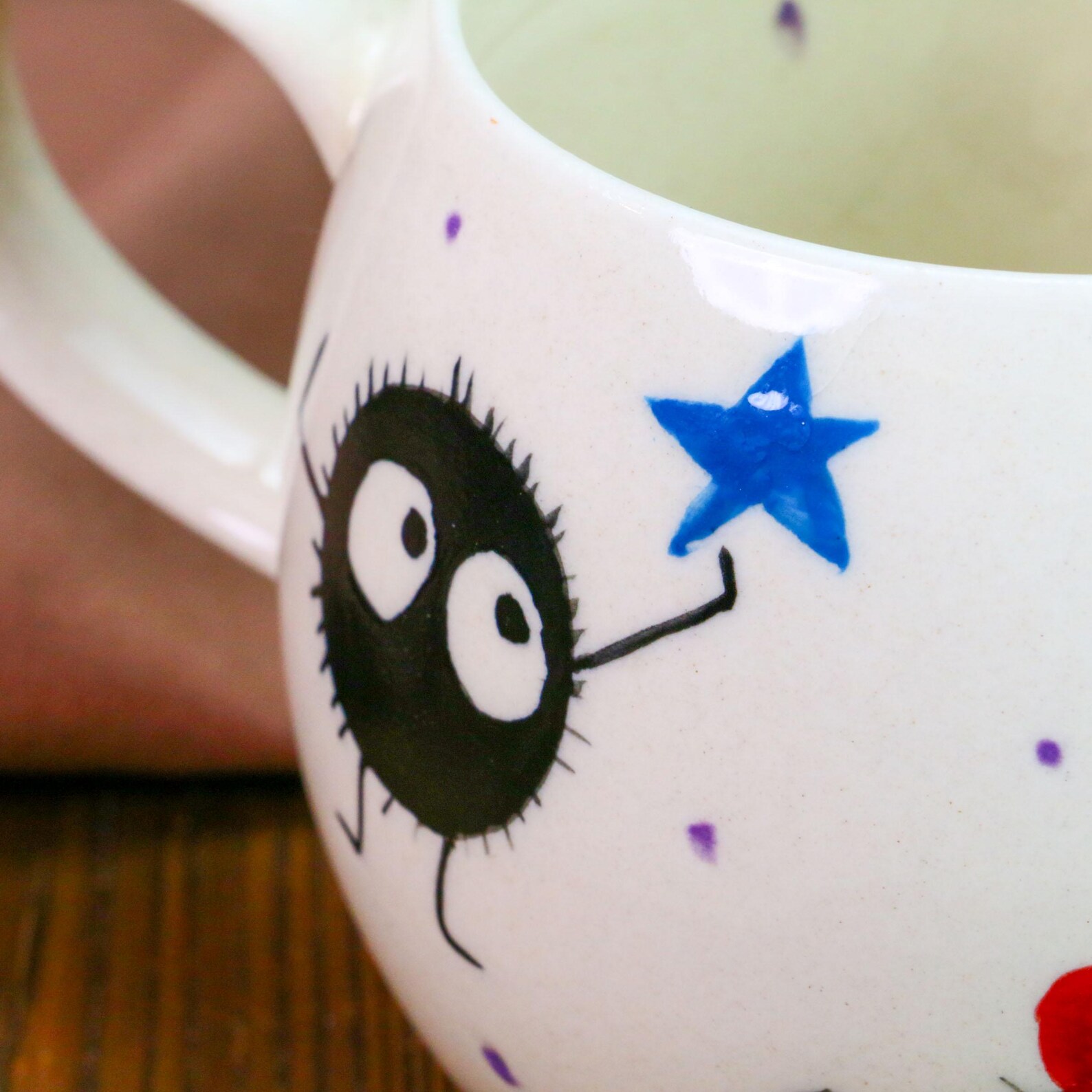 Kawaii Dust Wizard Coffee Mug – Hand-painted Ceramic Cup With Hidden ...