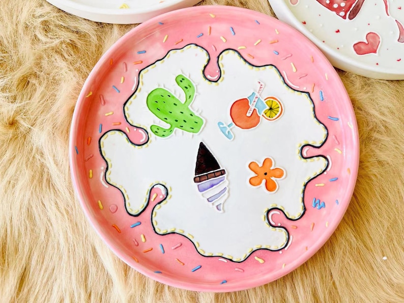 Hand-painted Ceramic Plates - Whimsical Designs - Etsy