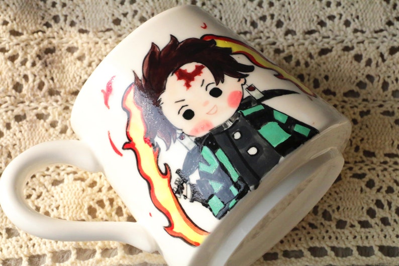 Hand-painted White Mug With Japanese Anime Art, Personalized Anime ...