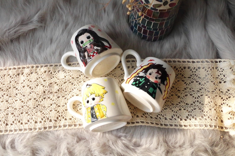Hand-painted White Mug With Japanese Anime Art, Personalized Anime ...