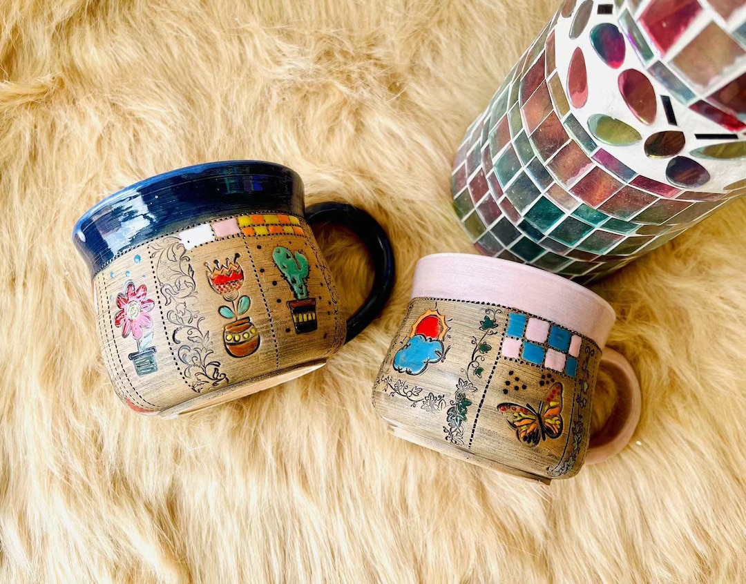Retro Flower Hand-painted Ceramic Mugs to Brighten Your Day ...