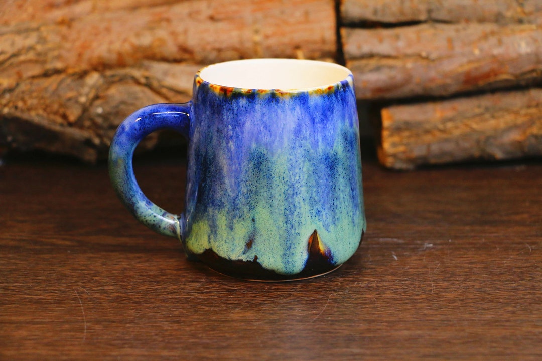 Handcrafted Ceramic Coffee Mug - Unique Drip Glaze Design - Etsy