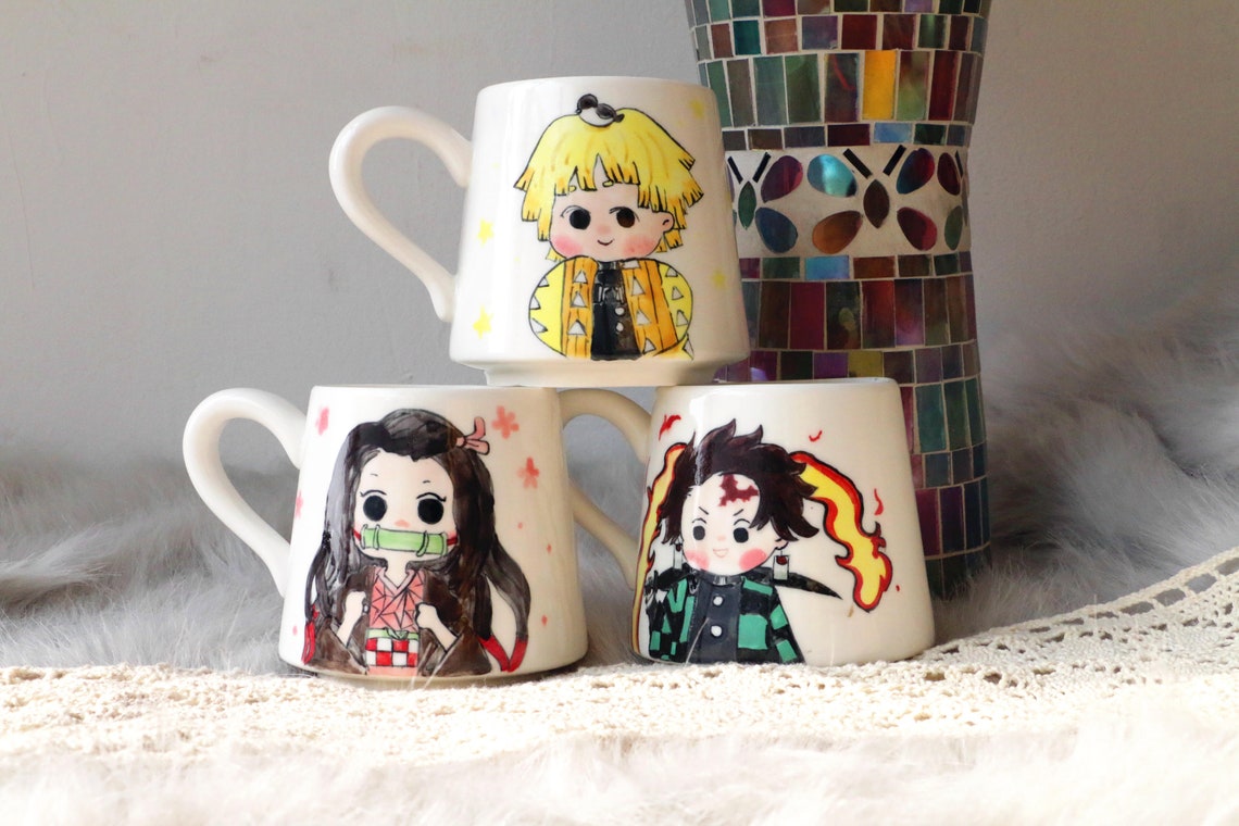 Hand-painted White Mug With Japanese Anime Art, Personalized Anime ...