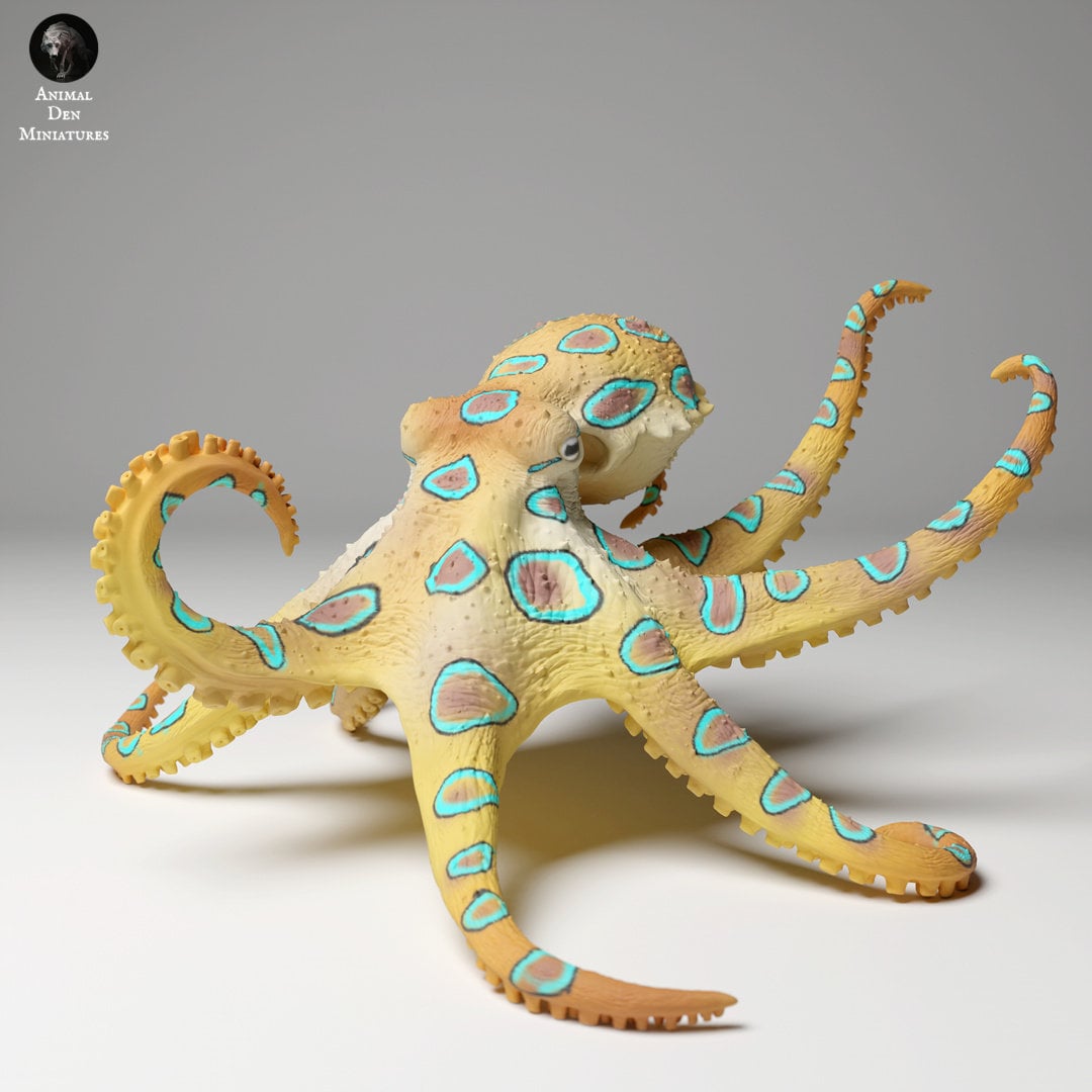 Greater Blue Ringed Octopus 1/1 Scale Realistic Animal Model 3D Printed ...