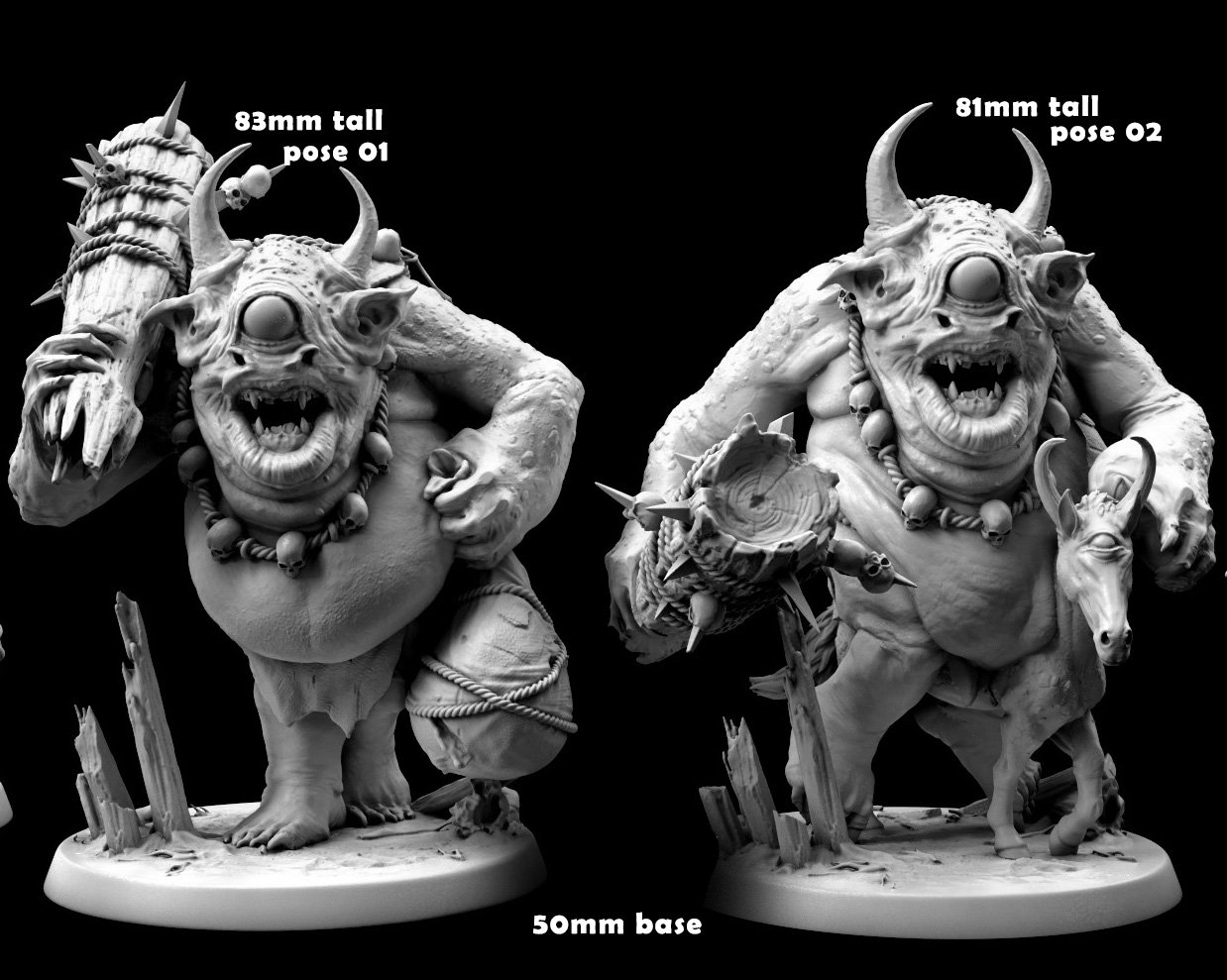 Cyclops (2 Poses) 50mm Base | Miniature for Table Top Games | Resin 3D ...