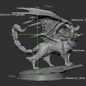 Manticore (50mm Base) | Miniature for Table Top Games | Resin 3D ...