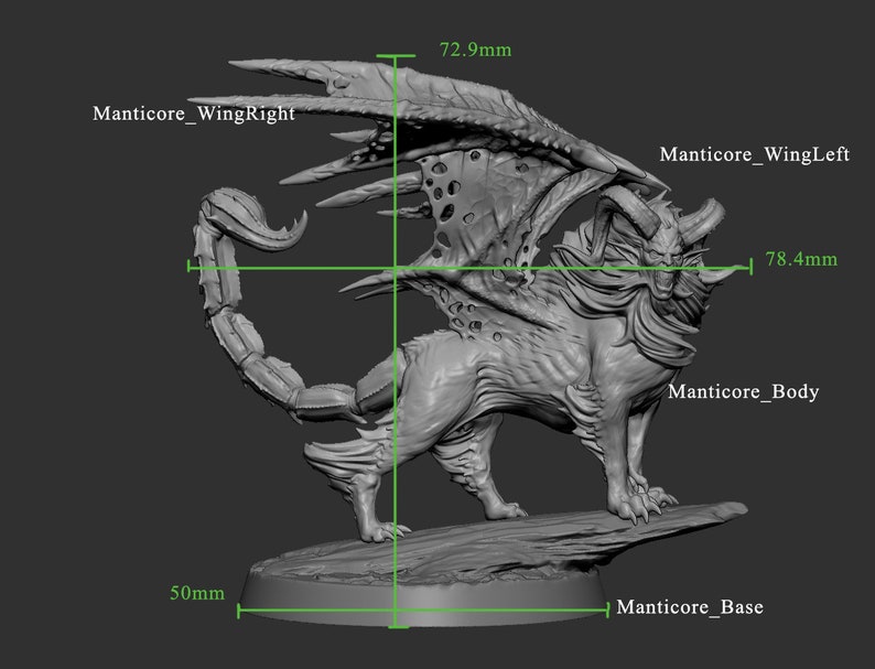 Manticore (50mm Base) | Miniature for Table Top Games | Resin 3D ...