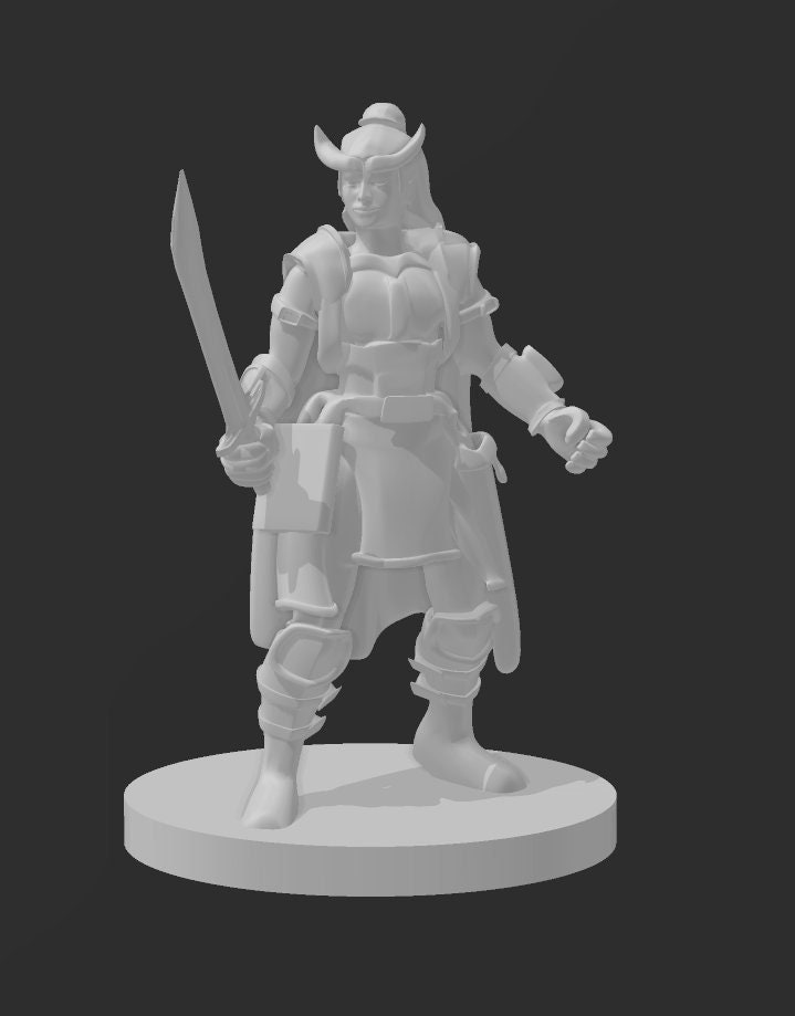 Female Tiefling Fighter Miniature for Table Top Games : Resin 3D ...