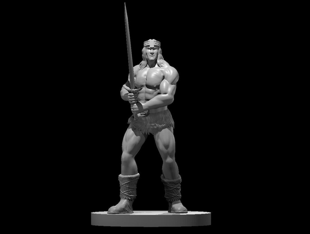 Human Male Barbarian Miniature for Table Top Games : Resin 3D Printed ...