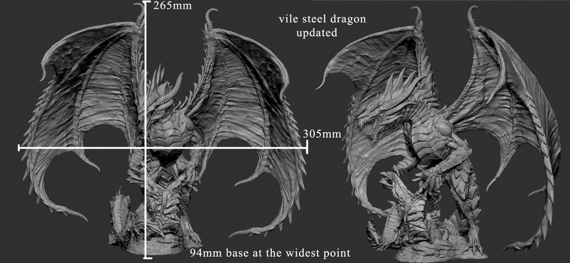 Vile Steel Dragon (100mm and 120mm Base) | Miniature for Table Top ...