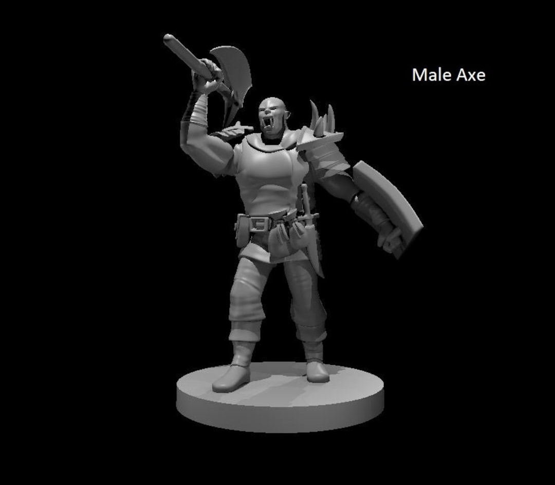 Half Orc Barbarian Miniature for Table Top Games : Resin 3D Printed ...
