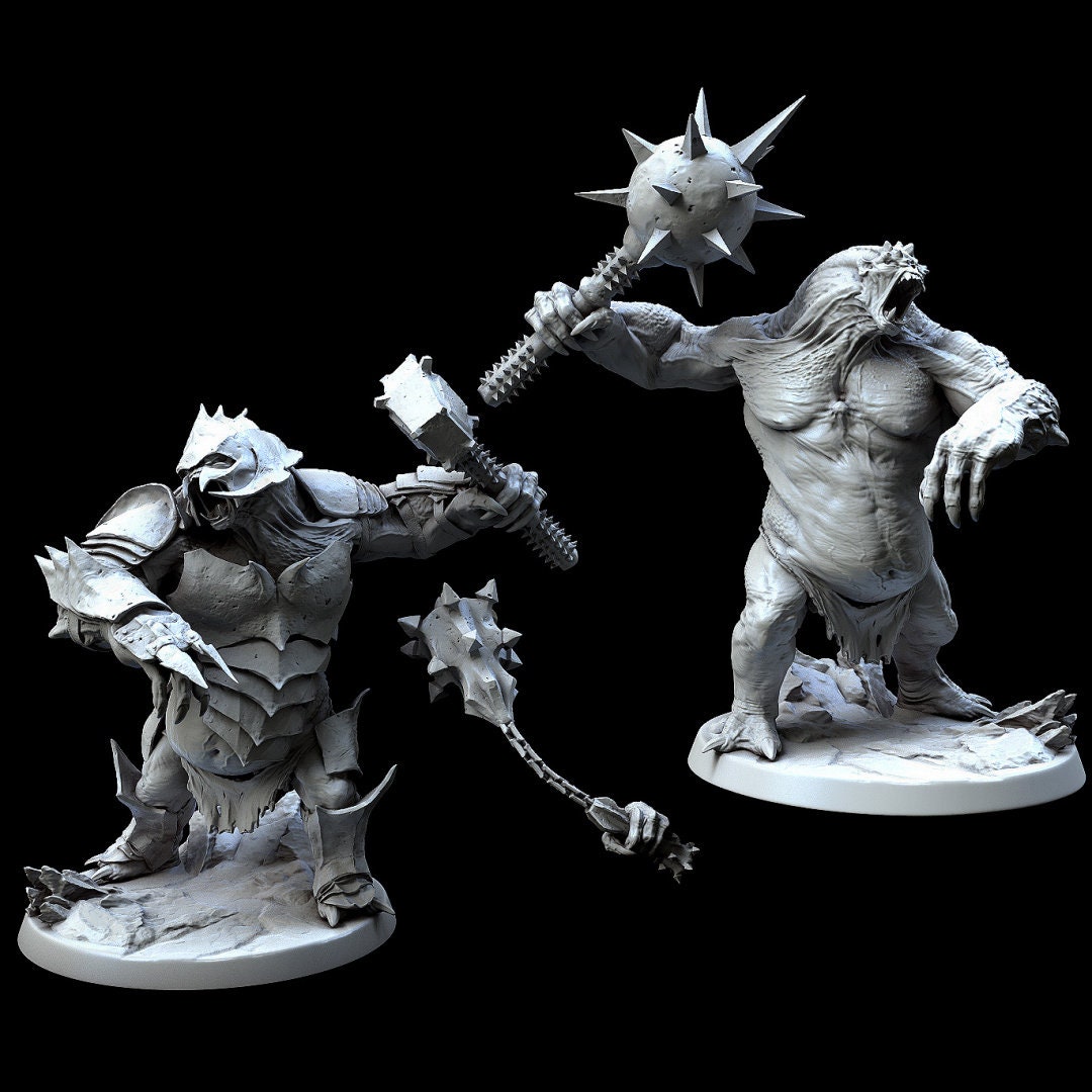 Awesome LOTR Inspired Trolls (3 Poses, 3 Weapons) 50mm Base | Miniature ...
