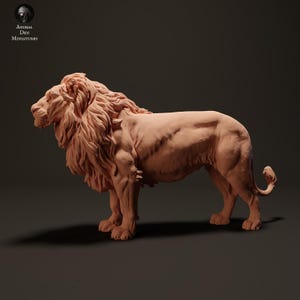 African Lion 1/24 Scale Realistic Animal Model 3D Printed | Decorative ...