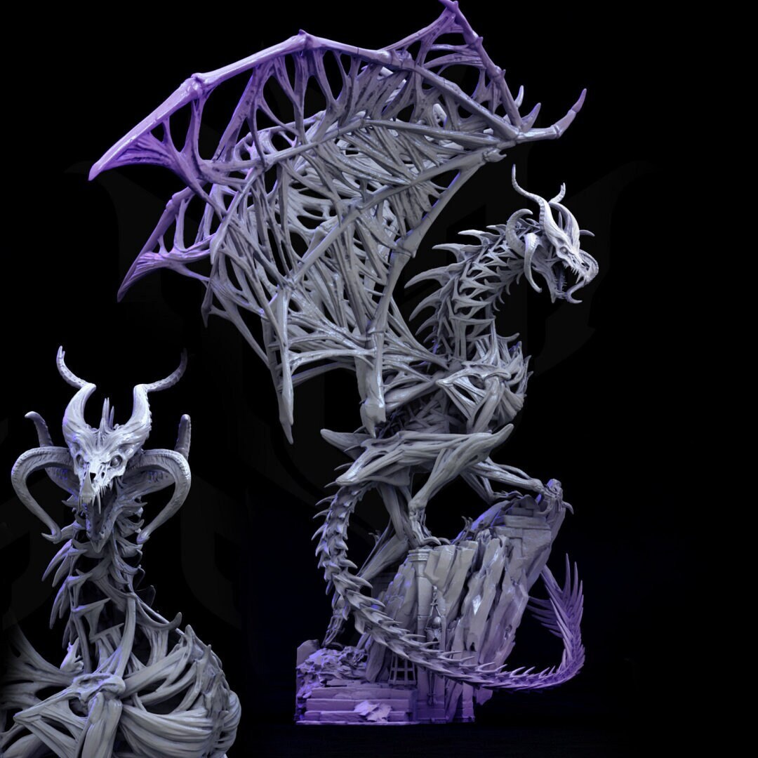 Dracolich Undead Dragon and Breathing Fire (2 Poses) 100mm Base ...