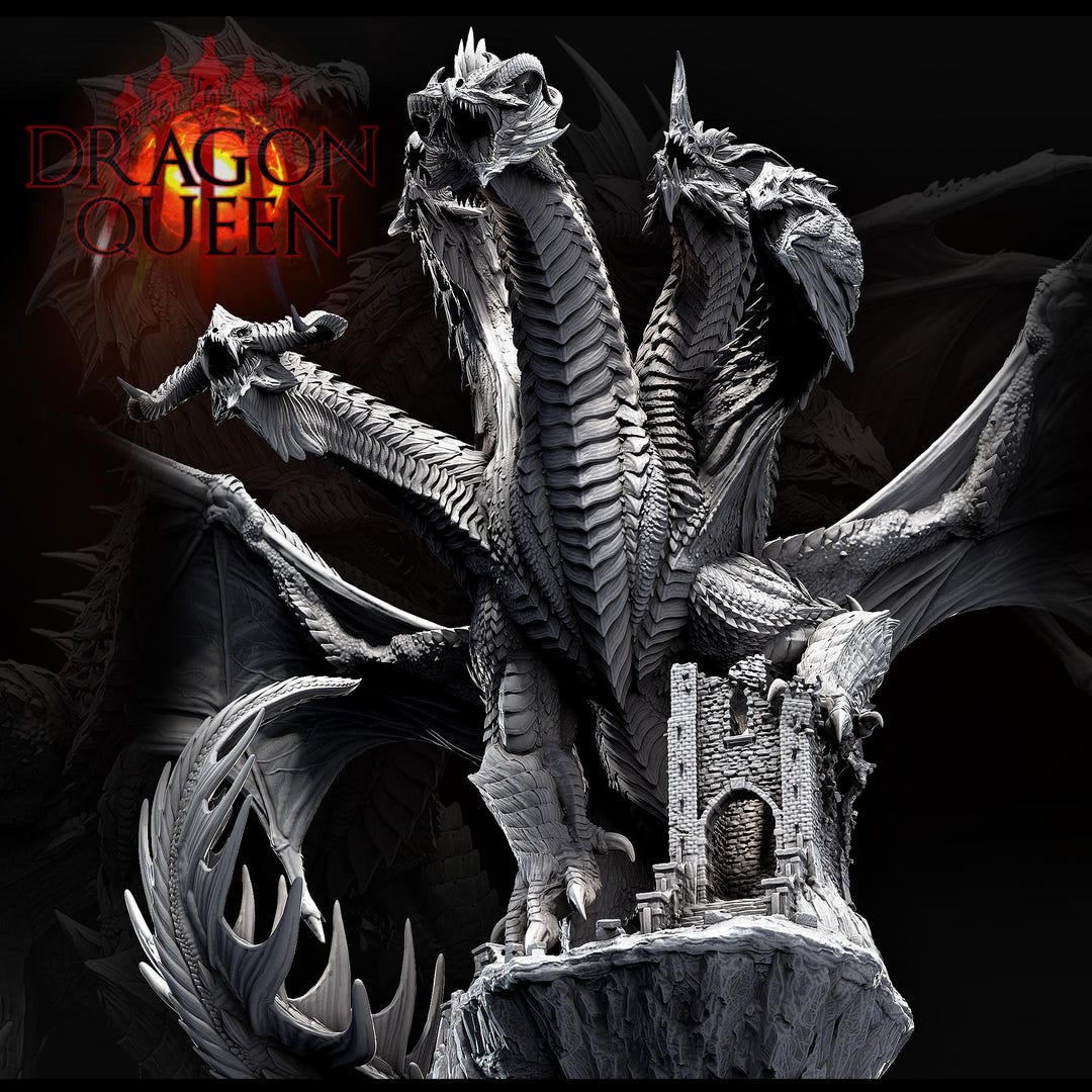 Tiamat Standing (100mm Base) | Miniature for Table Top Games | Resin 3D ...