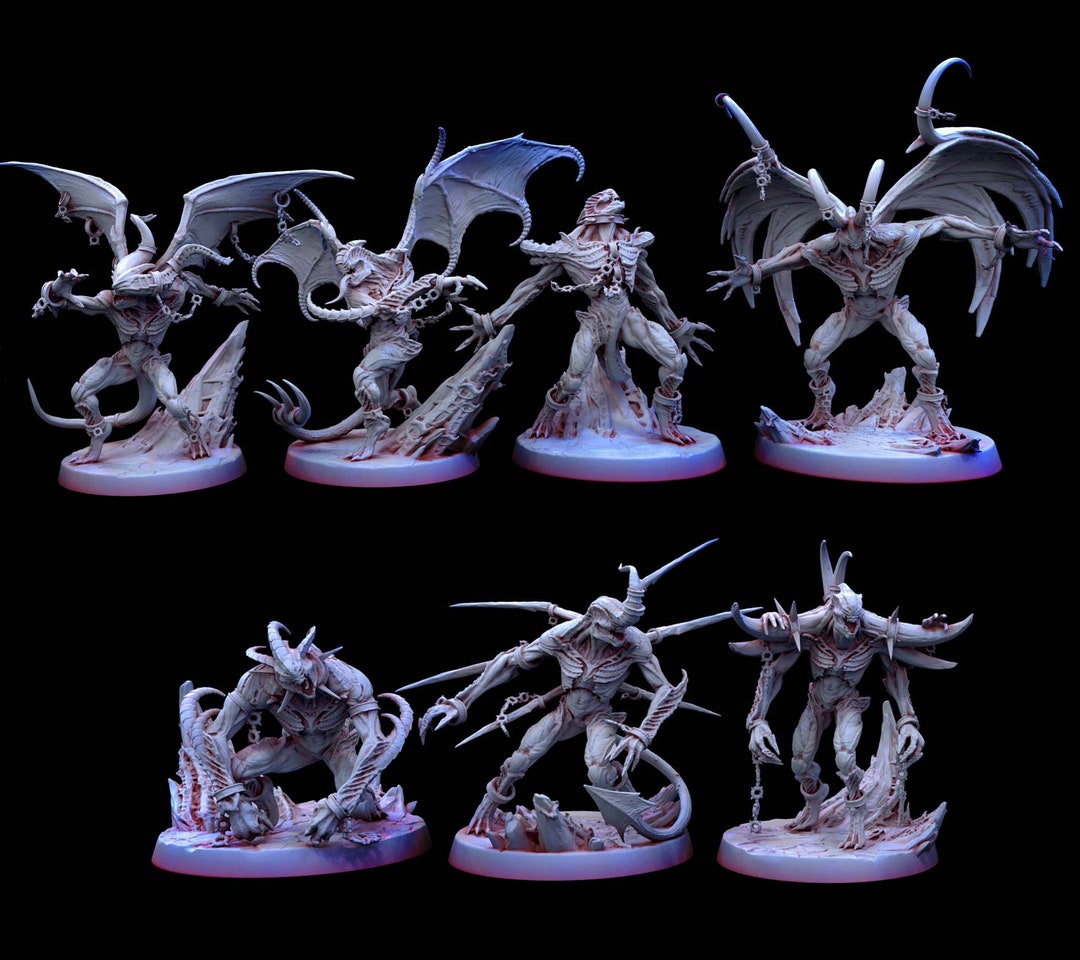 Scavenger Demons (7 Poses, 3 Bases) 25mm Base | Miniature for Table Top ...
