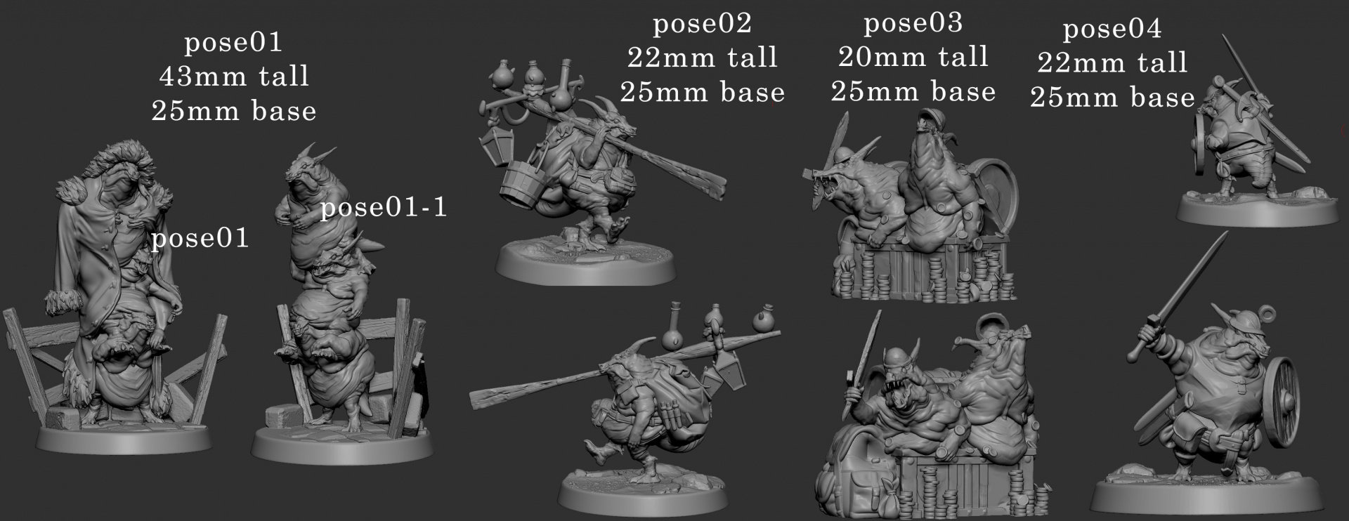 Chunky Kobolds 4 Poses 25mm Base Miniature for Table Top - Etsy