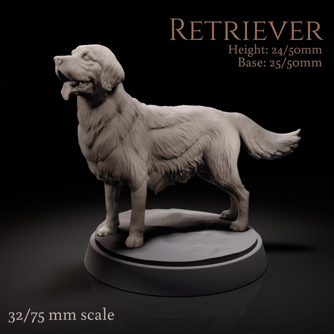 Retriever Dog Realistic Animal Model 3D Printed | Decorative Display ...