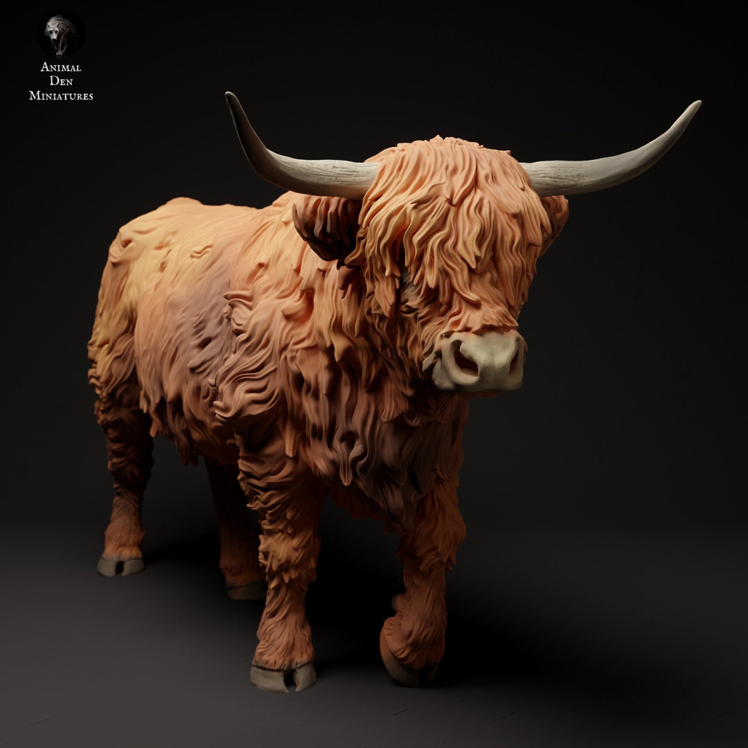 Highland Cow 1/24 Scale Realistic Animal Model 3D Printed | Decorative ...