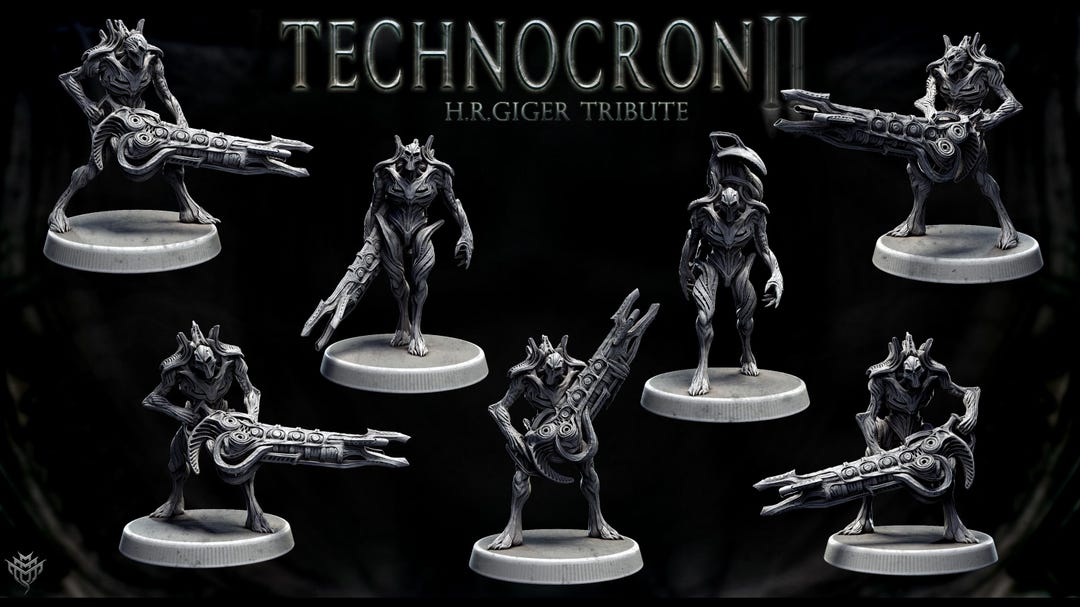 Necromech Fighter (7 Poses) 32mm Base | Miniature for Table Top Games ...