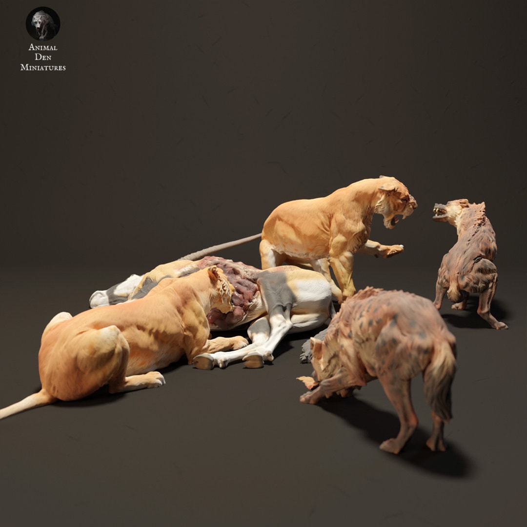 African Lioness Vs Hyenas 1/24 Scale Realistic Animal Model ...