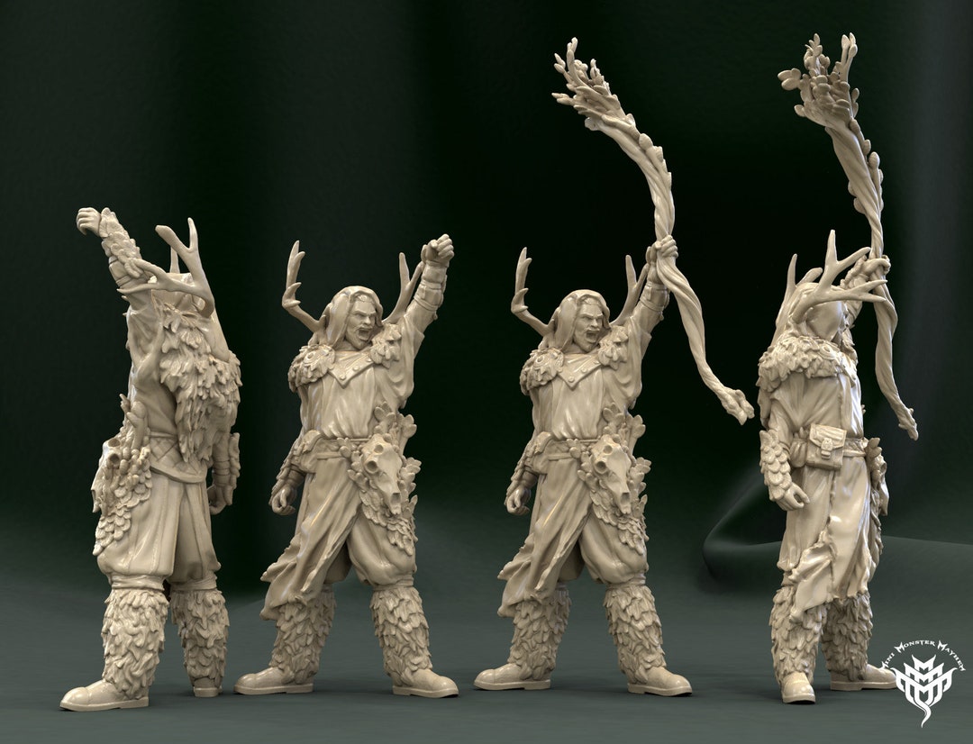 Feral Druid Summoner 2 Poses 25mm Base Miniature for Table Top Games ...