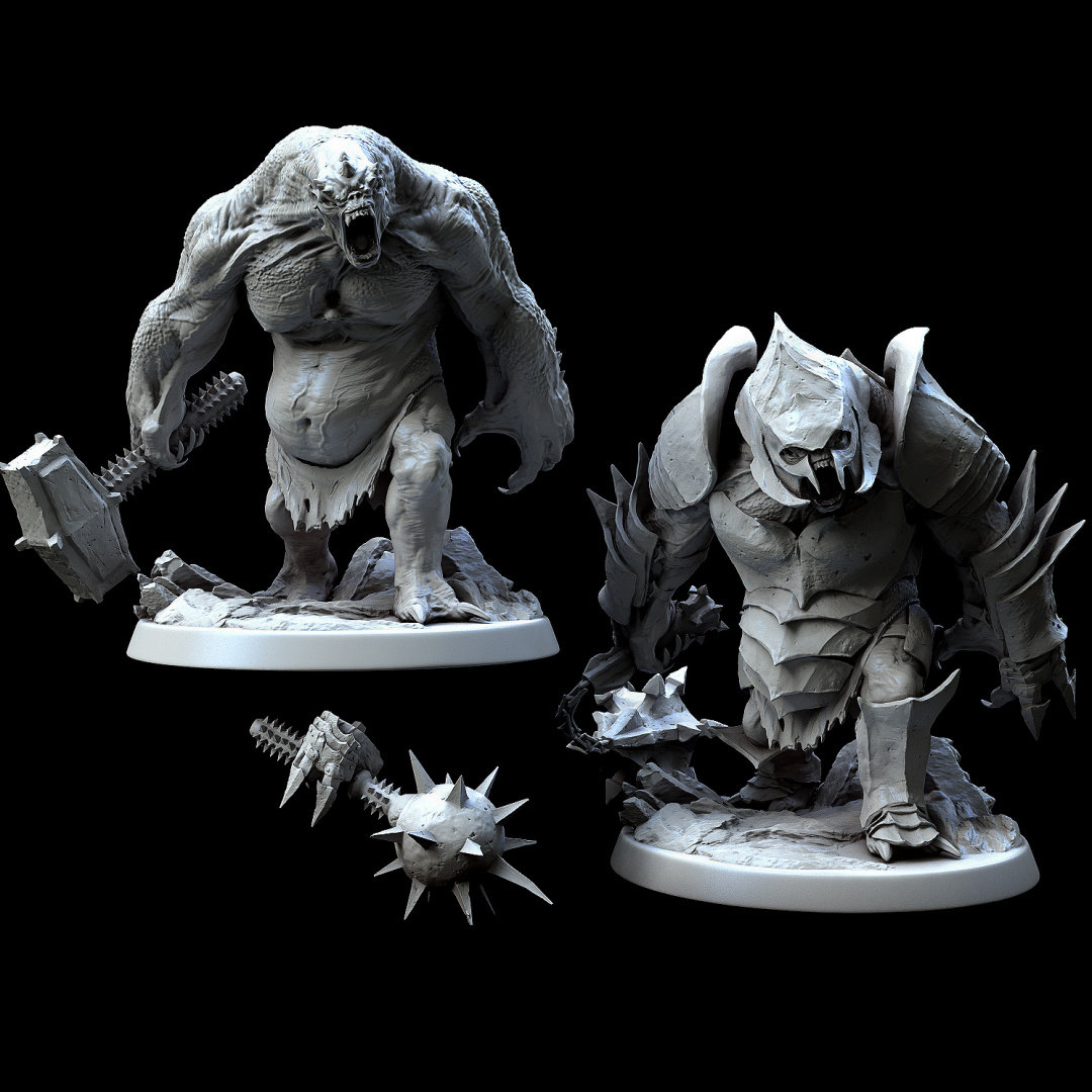 Awesome LOTR Inspired Trolls (3 Poses, 3 Weapons) 50mm Base | Miniature ...