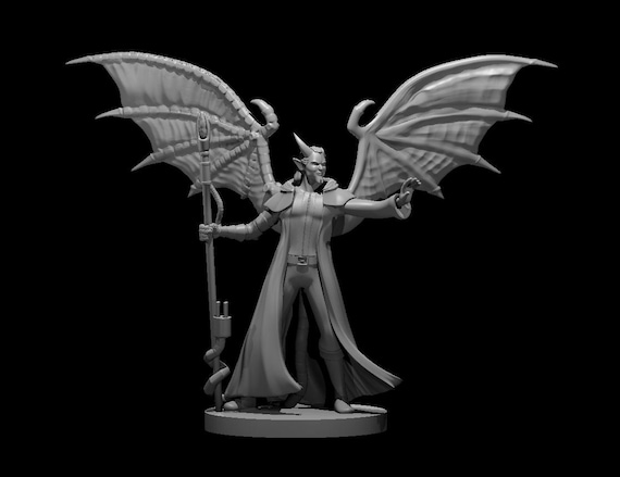 Tiefling Warlock With Wings Miniature for Table Top Games : - Etsy