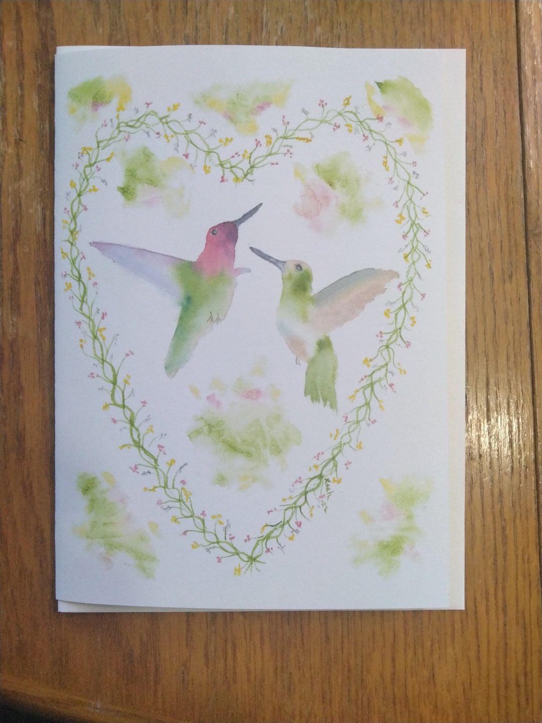 Watercolor Note Card,folded, Hummingbirds messengers of Love and Joy - Etsy