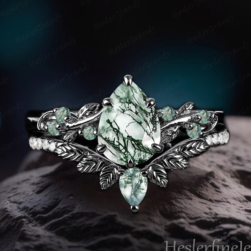 Moss Agate, Gold Ring - Etsy UK