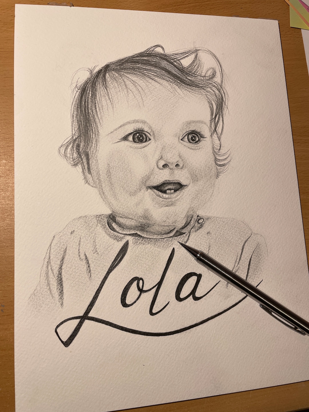 Toddler Children Pencil Sketch Memory Memento Memoir Gift - Etsy