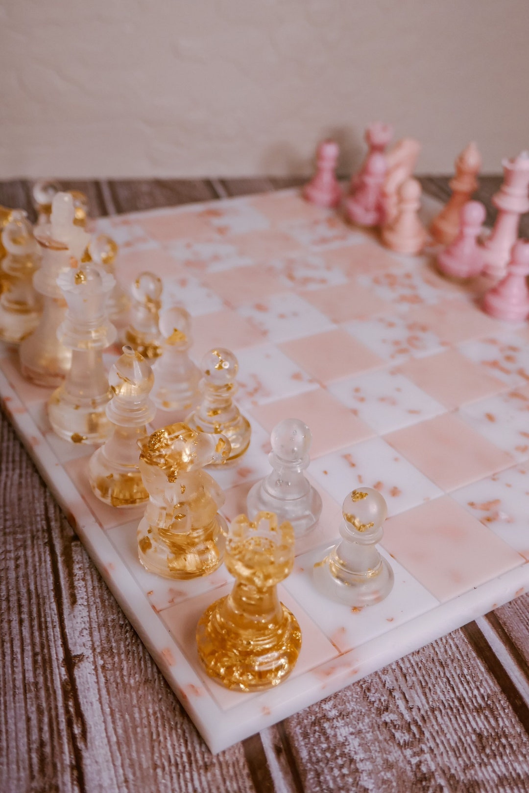 Chess and Checker Board Game Set Handmade Resin Home Decor - Etsy