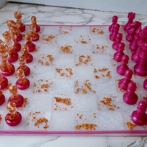 Chess and Checker Board Game Set Handmade Resin Home Decor - Etsy