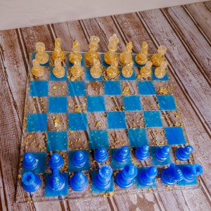 Chess and Checker Board Game Set | Handmade Resin | Home Decor | Board ...
