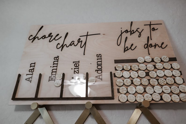 Family Wooden Chore Chart | Allowance Tracker, Multiple Children - Etsy