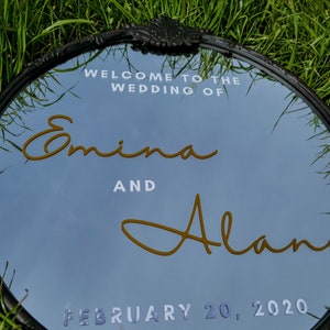 Wedding Mirror Welcome Sign | Gold or Black Arch | Gold or Black Circle ...