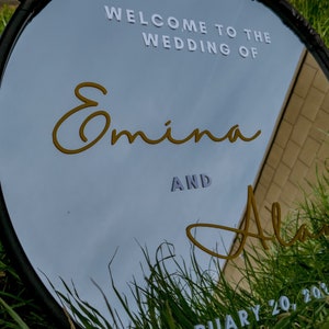 Wedding Mirror Welcome Sign | Gold or Black Arch | Gold or Black Circle ...