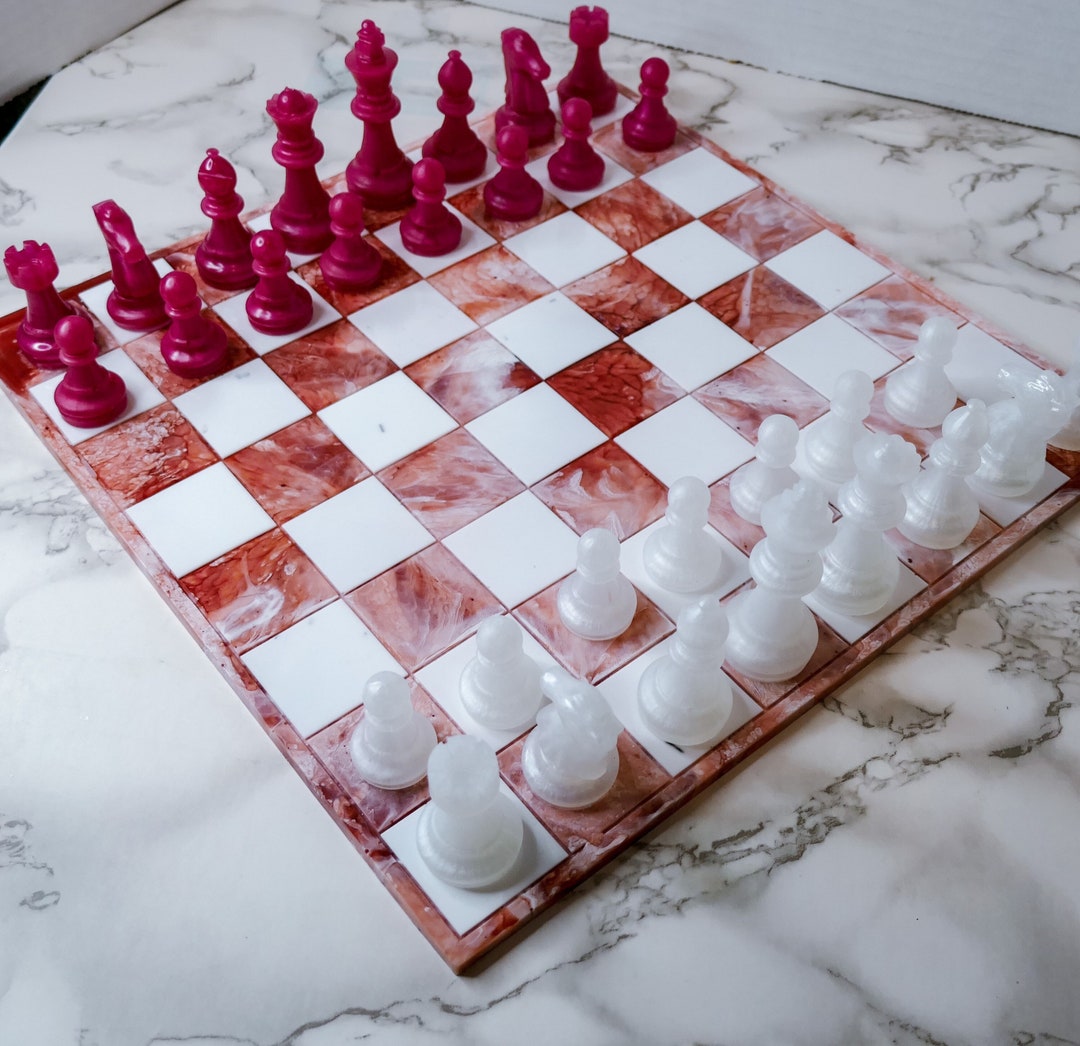 Chess and Checker Board Game Set Handmade Resin Home Decor - Etsy