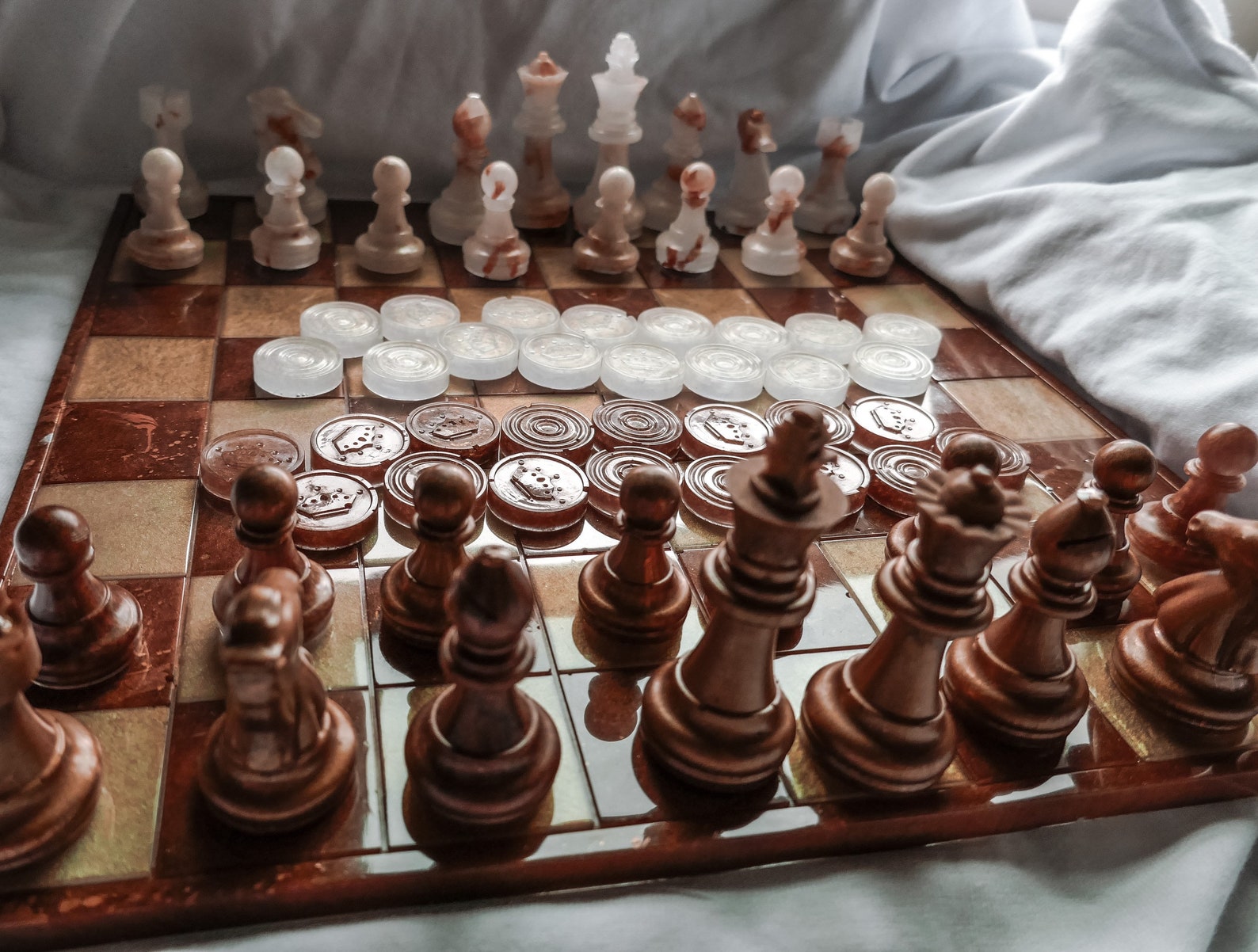 Chess and Checker Board Game Set Handmade Resin Home Decor - Etsy