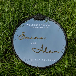 Wedding Mirror Welcome Sign | Gold or Black Arch | Gold or Black Circle ...