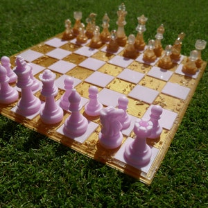 Chess and Checker Board Game Set | Handmade Resin | Home Decor | Board ...