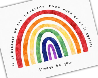 Unity Diversity Rainbow Art for Kids Always Be You Our | Etsy