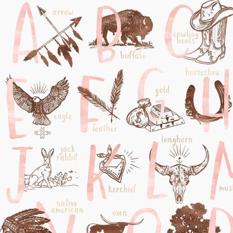 Western Cowgirl Nursery Theme Art Pink and Brown Nursery - Etsy