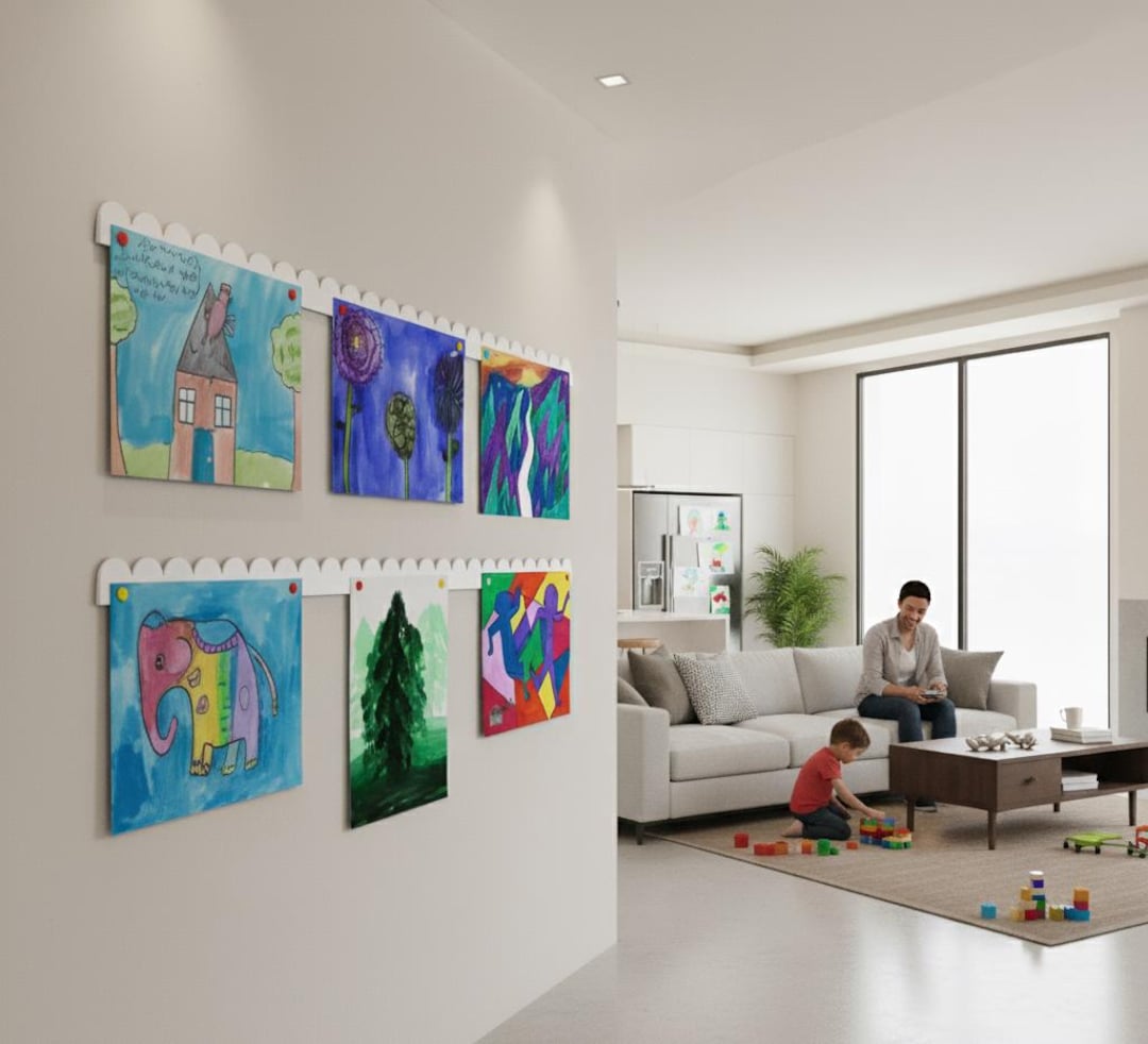 Scalloped Kids Art Display Bar Magnetic Artwork Display Sign Kids ...