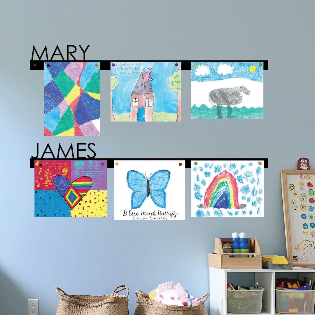 Modern Personalized Kids Art Display Board Magnetic, Playroom Wall Art ...