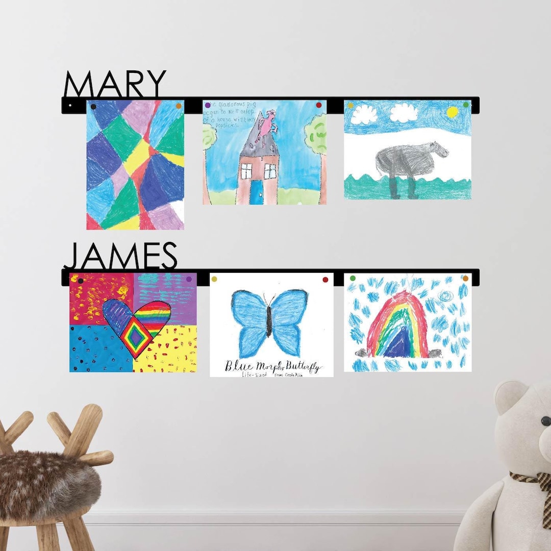 Modern Personalized Kids Art Display Board Magnetic, Playroom Wall Art ...