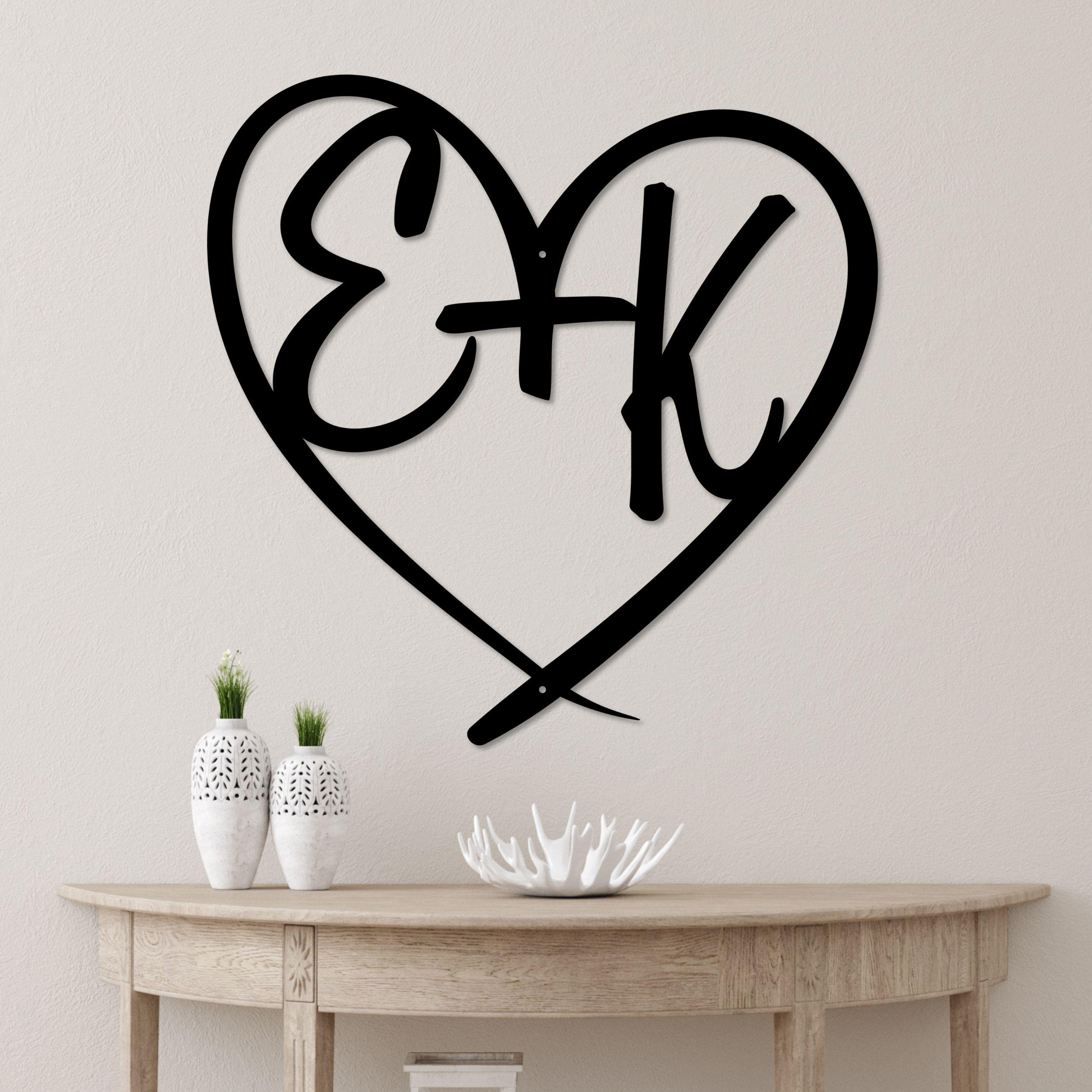 Personalized Initials Heart Sign, Metal Wall Art, Anniversary Gift - Etsy