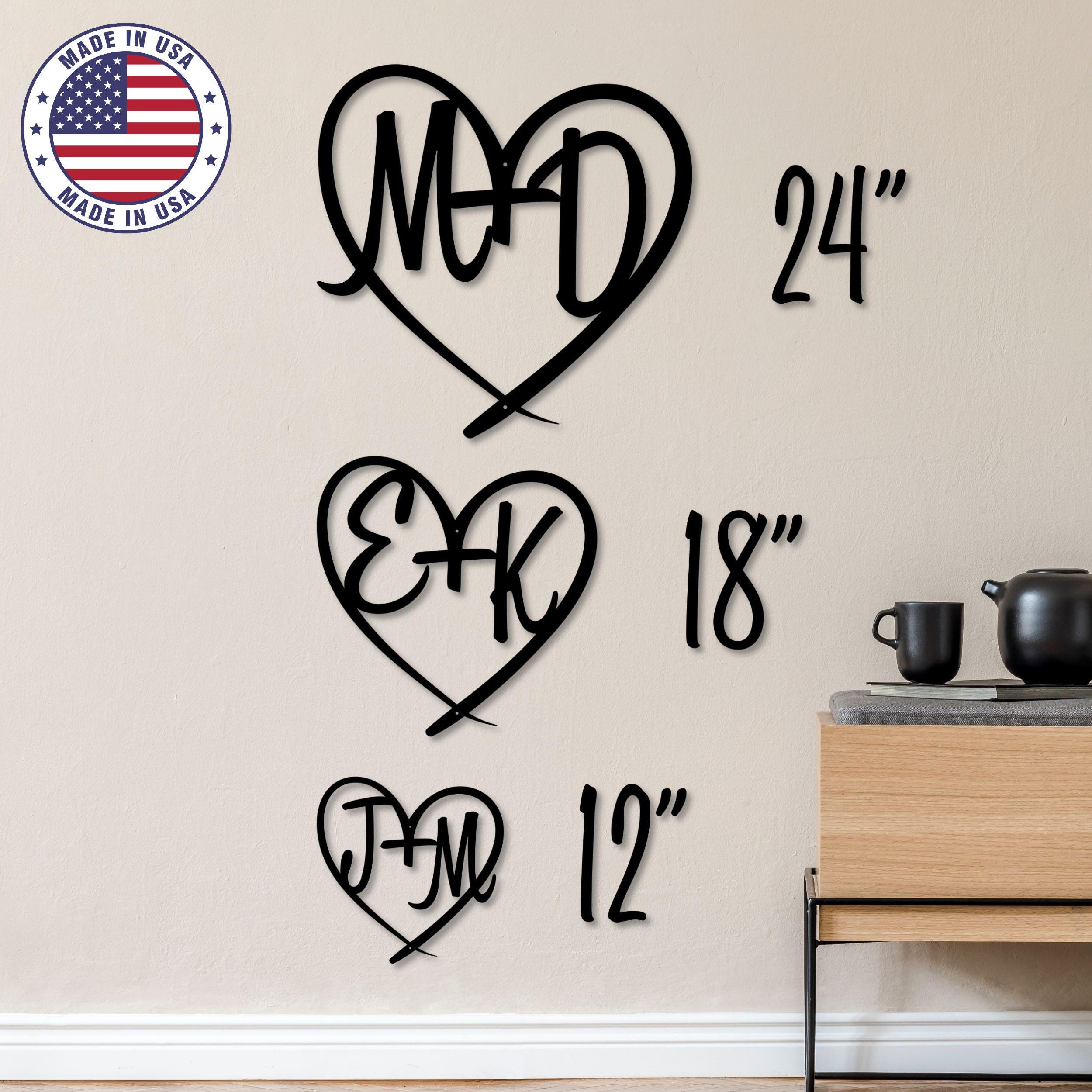 Personalized Initials Heart Sign, Metal Wall Art, Anniversary Gift - Etsy